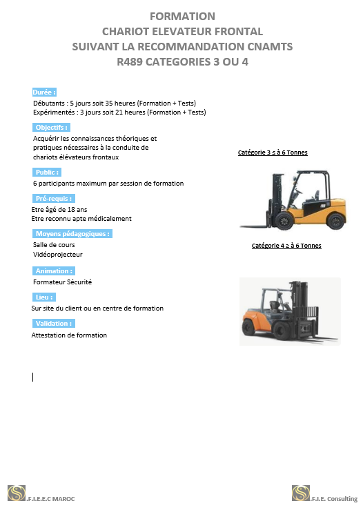 Formation Chariot élévateur CACES R489 Cat 3 et 4 :: SOFIEEC MAROC ...